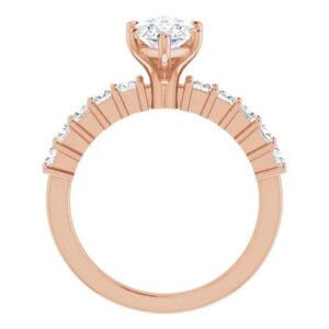 Moissanite Gems 2 CT Marquise Moissanite Engagement Ring Colorless VVS1 10K 14K 18K Rose Gold & 925 Sterling Diamond Accent Ring Anniversary Bridal Ring Set Valentine Gift for Her