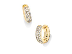 kendra scott mikki pave huggie earrings in 14k gold-plated brass, fashion jewelry for women