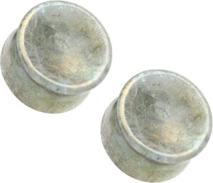 blue palm jewelry pair of white labradorite stone double flare concave stone ear plugs expander gauges 2ga - 1 inch e604