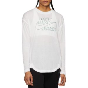 nike women's softball dri-fit t-shirt (as1, alpha, m, regular, regular, team white l/s)