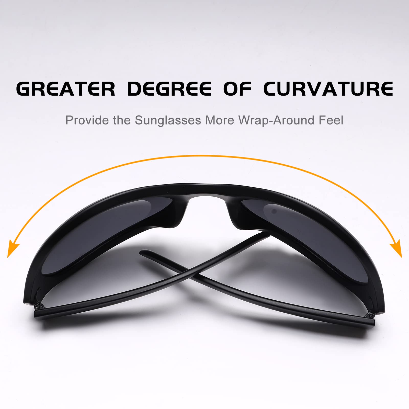 GUVIVI Oversized Fashion Sunglasses for Women Men Wrap Around Classic 90's Oval Black Sun Glasses Ladies Shades