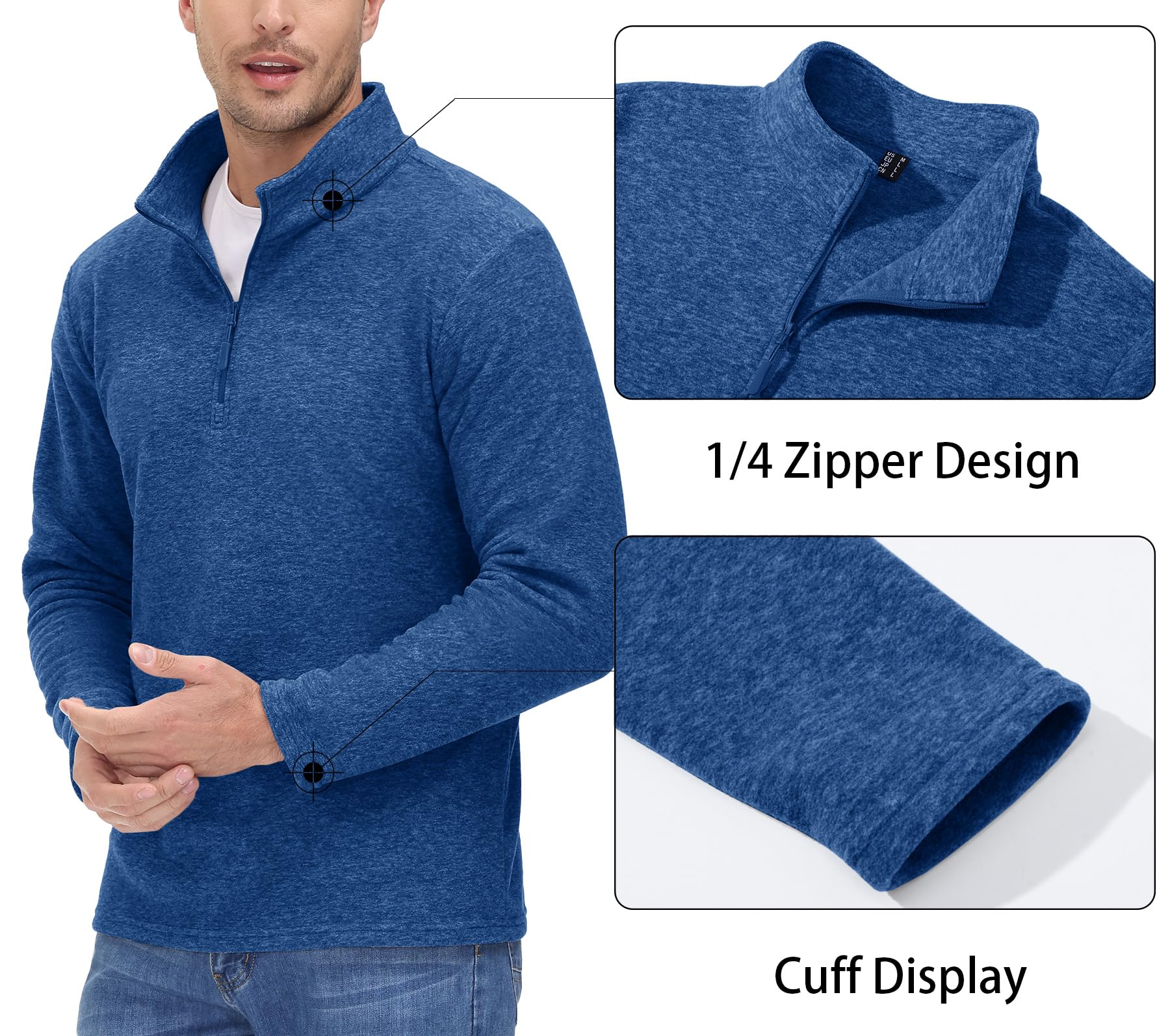 MAGCOMSEN Mens Shirts Long Sleeve Slim Fit Outdoor Sweatshirts Men Quick Dry Shirts Casual Shirts Mens Fishing Shirts Winter Fleece Jacket Running Shirts