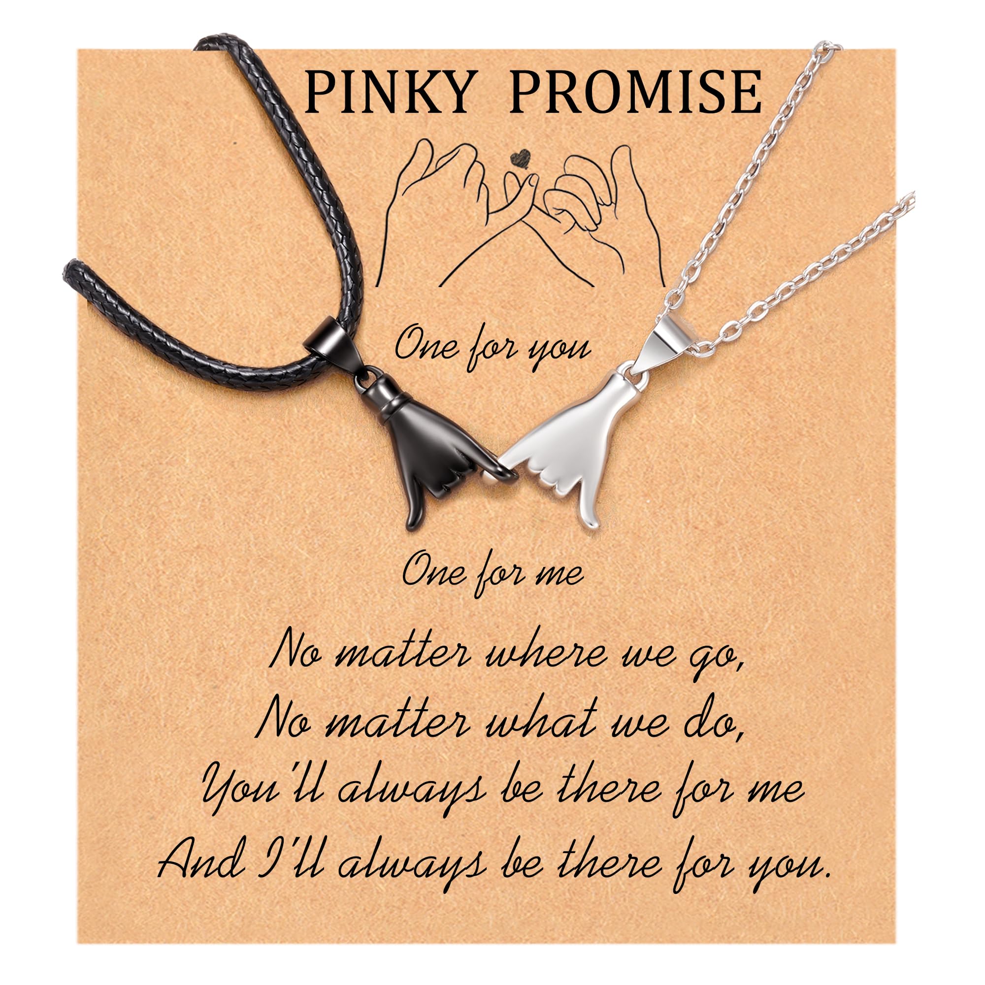 Jeka Matching Necklace for Couples Gifts Pinky Promise Necklace Cute Birthday Anniversary Christmas Valentines Day Gifts for Him Her Boyfriend Girlfriend Husband Wife Jewelry