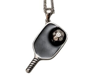 hit happy sleek pickleball pendant necklace (black)