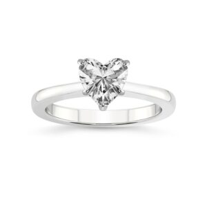 friendly diamonds 1 carat | igi certified heart shape lab grown diamond engagement ring | 14k or 18k in white, yellow or rose gold | demi four prong diamond engagement ring | fg-vs1-vs2 quality