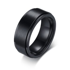 8mm titanium steel black fidget ring stainless steel spinner rings stress relieving anxiety ring engagement wedding promise band for women men size 12