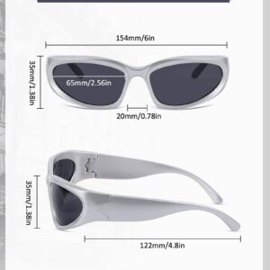 10 Pairs Y2K Wrap Around Sunglasses Multicolor Black Blue Silver Oval Shaped Sport Sunglasses Eyewear for Women Men 10 Colors