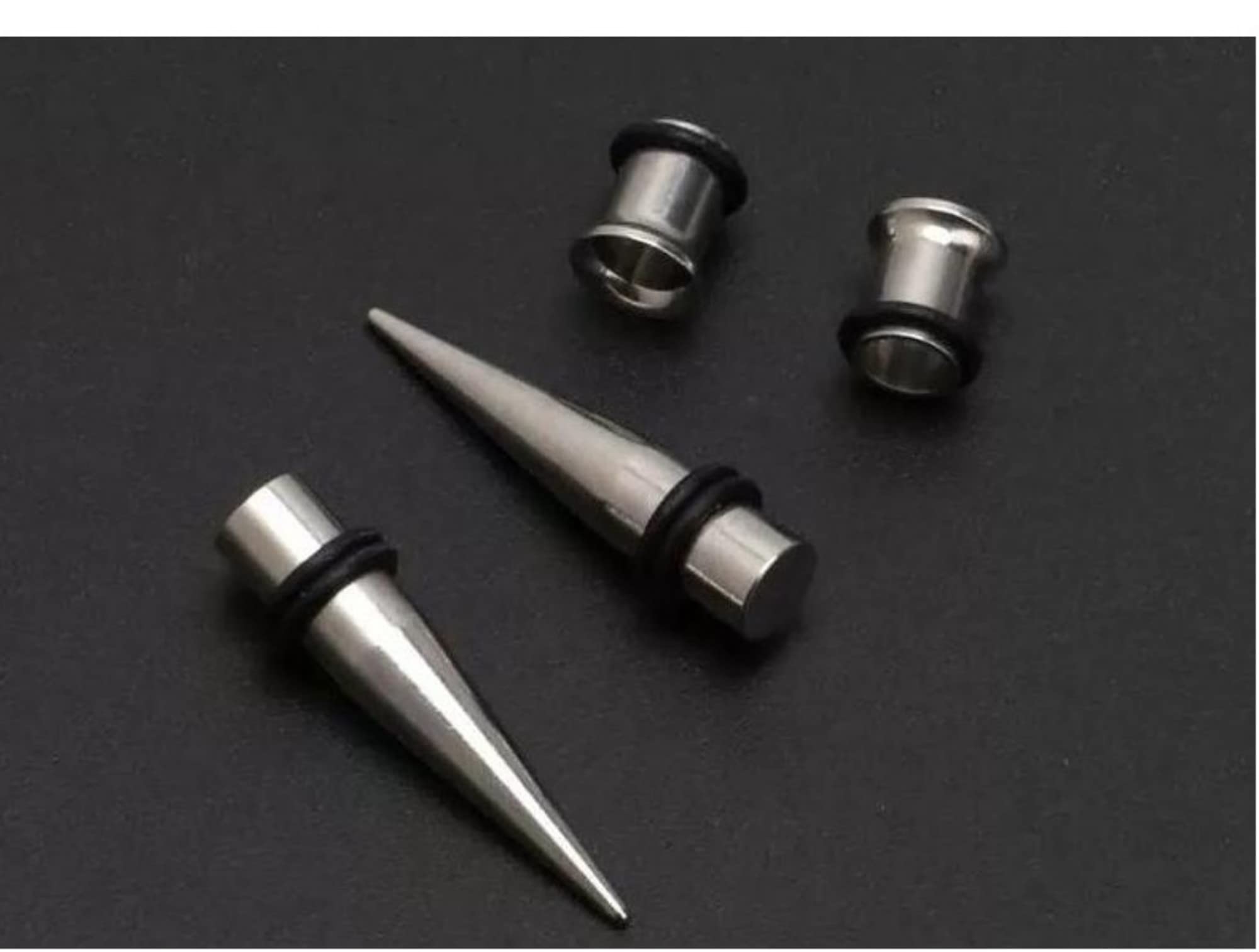 FANBODTA Stainless Steel Ear Gauge Taper Stretching and Single Flare Plugs Flesh Tunnel Kit (1G - 7mm) 2 Steel Tapers & 2 Steel Tunnels (4 Pieces) Tunnels Ear Stretching Kit Gauges Gauging Plugs