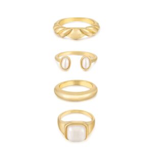 ettika 18k gold plated ring set for women. ultimate babe stacking ring set. fashion jewelry and accessory, 8