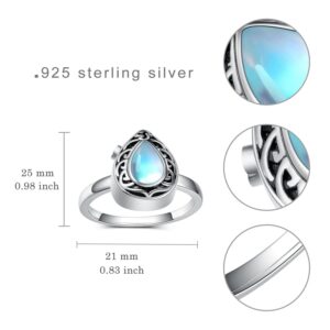 Celtic Urn Ring For Ashes 925 Sterling Silver Moonstone Cremation Memorial Ring Keepsake Urn Jewelry Gift for Women Wife Mother (Ring Size: 8)