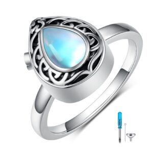 celtic urn ring for ashes 925 sterling silver moonstone cremation memorial ring keepsake urn jewelry gift for women wife mother (ring size: 8)