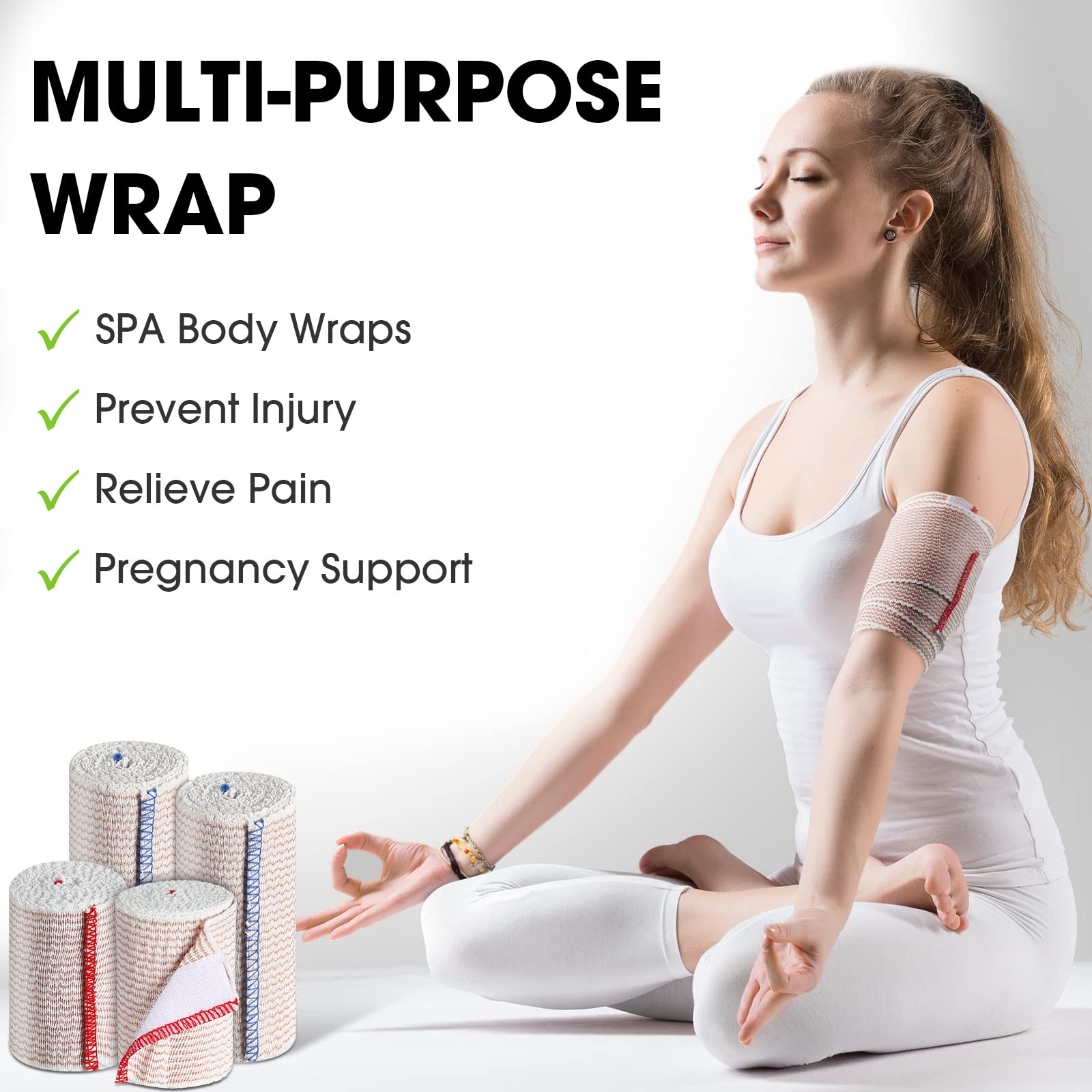 30 Pcs Elastic Bandage Wrap Compression Bandage with Self Closure Washable Reusable Elastic Bandage for Sports Sprains Injuries (3 Inch, 4 Inch in Width)