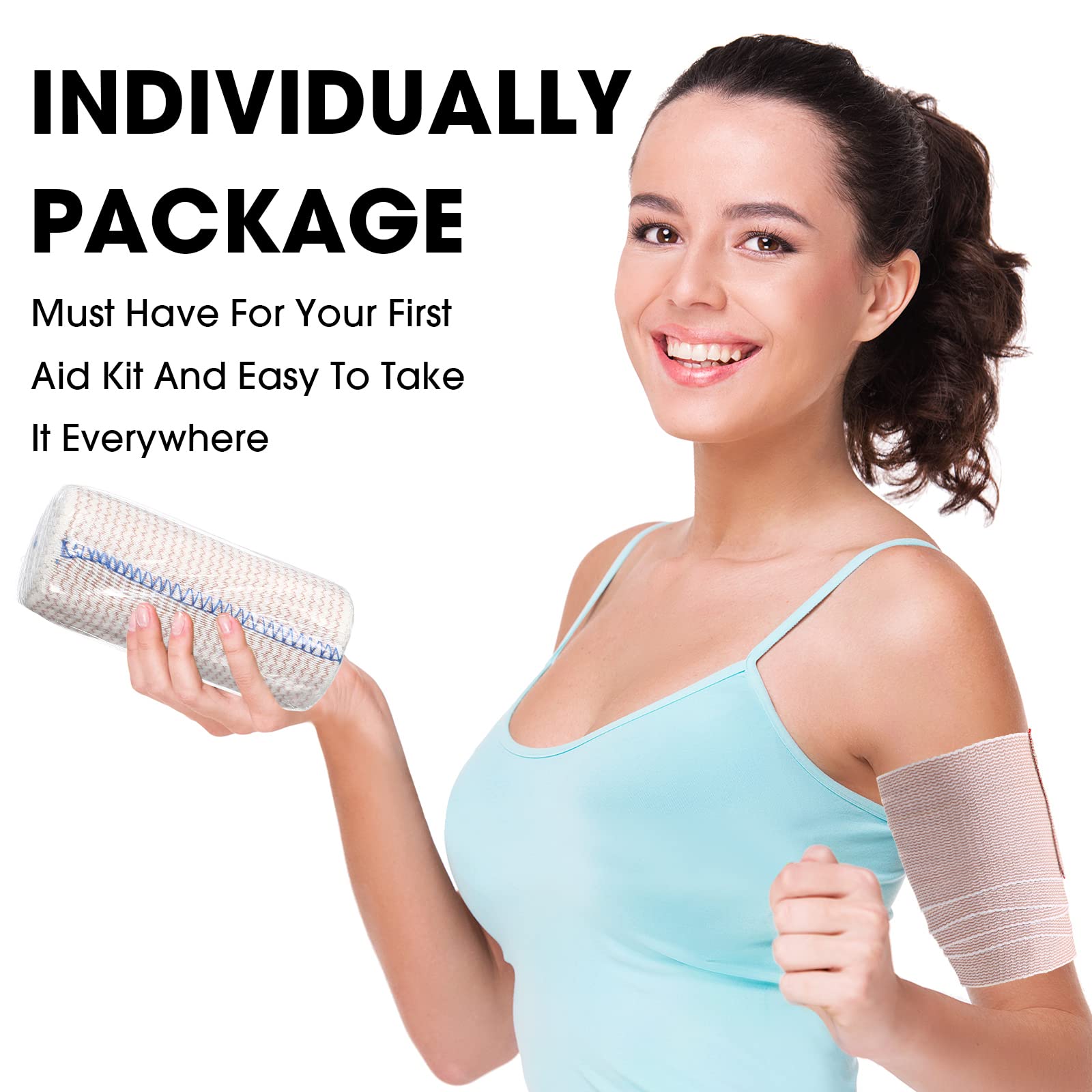 30 Pcs Elastic Bandage Wrap Compression Bandage with Self Closure Washable Reusable Elastic Bandage for Sports Sprains Injuries (3 Inch, 4 Inch in Width)