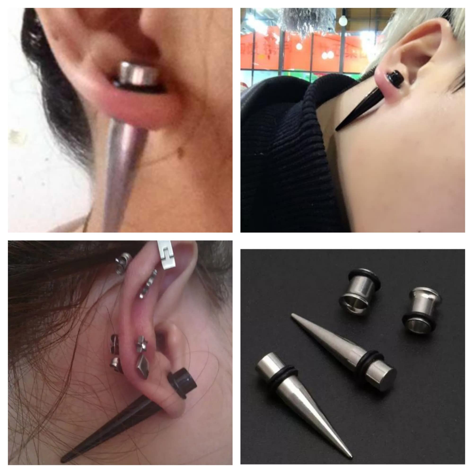 FANBODTA Stainless Steel Ear Gauge Taper Stretching and Single Flare Plugs Flesh Tunnel Kit (1G - 7mm) 2 Steel Tapers & 2 Steel Tunnels (4 Pieces) Tunnels Ear Stretching Kit Gauges Gauging Plugs