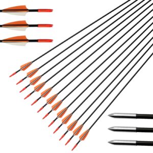 e5e10 31" Fiberglass Arrows Archery Training Practice Target Arrows with Durable Shaft Blunt Tip for Kids Youth or Beginners for Recurve Bow Long Bow (Orange and White)