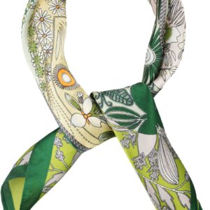 VIVIAN & VINCENT Pure Mulberry Silk Scarf for women Square Neck Scarfs 21" x 21" Lightweight Neckerchief Gift Packed St Patricks Day Shamrock