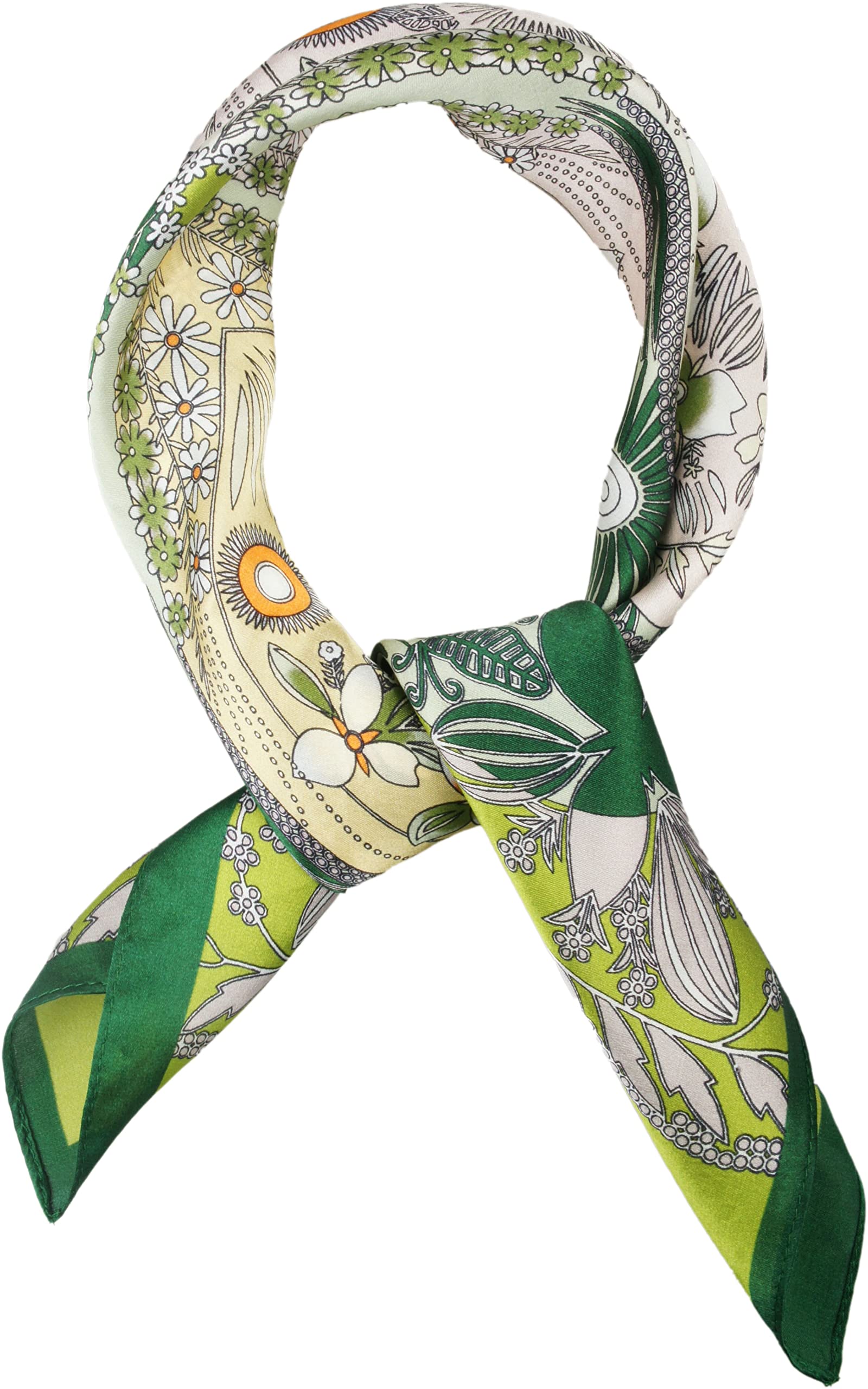 VIVIAN & VINCENT Pure Mulberry Silk Scarf for women Square Neck Scarfs 21" x 21" Lightweight Neckerchief Gift Packed St Patricks Day Shamrock