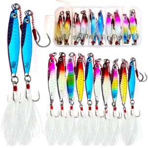 fishing jigs metal fishing spoons lures hardbaits, spinner blade bait long casting 3d eyes treble hook vib swimbait freshwater saltwater fishing jigs for bass walleye (c-10pcs 0.25oz&0.35oz)