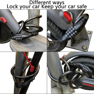 E Scooter Lock,Bike Lock Combination Lock Cable Compatible for Xiaomi M365/Max/GXL/Ninebot/Segway Scooter/Moto/Bicycle Lock 4ft Long/0.472In Scooter Anti-Theft Ideal Lock 4-Digit/12 Steel Cables Lock