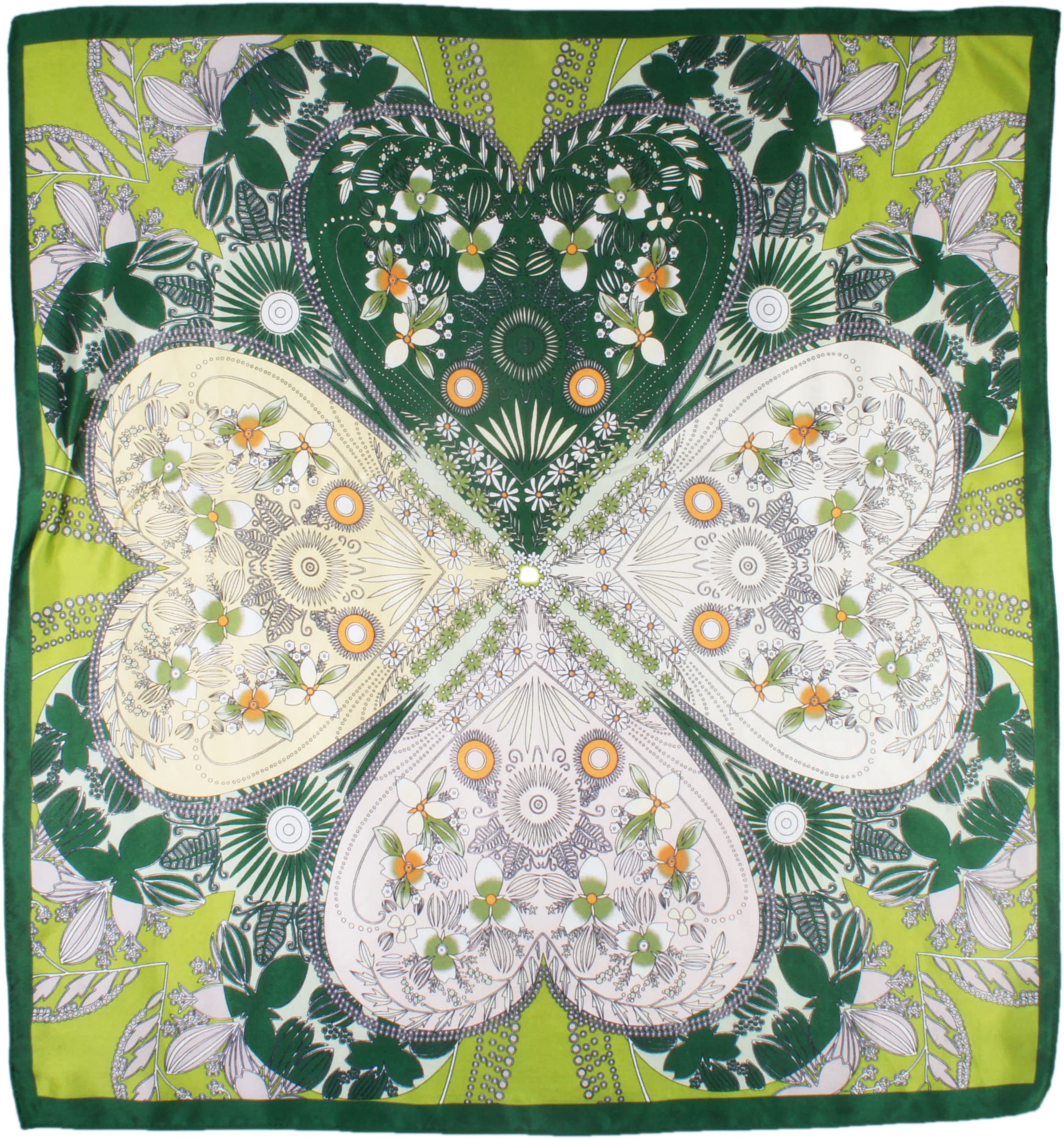 VIVIAN & VINCENT Pure Mulberry Silk Scarf for women Square Neck Scarfs 21" x 21" Lightweight Neckerchief Gift Packed St Patricks Day Shamrock