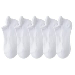 adilaidun ankle socks womens athletic thick cushioned running low cut no show athletic sports sokcs 4-12 size (white-5 pairs)