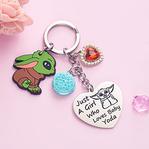 Melix Home Baby Yo-da Gifts Cute Mandalorian Keychain Gift For Daughter Teen Girls Yo-da Stuff Heart Keychains Birthday Present