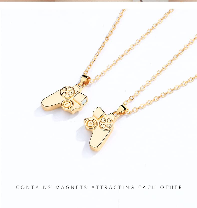 Cicod Game Controller Necklaces for Women,Matching Gold Necklace for Couples,Console Handle Pendant for Best Friends Valentine's Him and Her Lovers Friendship Jewelry (Gold)