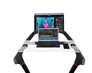 cosparx treadmill tray compatible with the new peloton tread - walking tray holder for laptop, tablet, phone - easy mount, exercise workstation for peloton tread (acrylic tray)