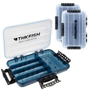 thkfish fishing tackle box 3600 tackle tray floating fishing lure box storage organizer small plastic box with adjustable dividers,sun-proof 2pcs