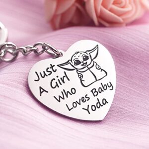 Melix Home Baby Yo-da Gifts Cute Mandalorian Keychain Gift For Daughter Teen Girls Yo-da Stuff Heart Keychains Birthday Present