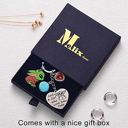 Melix Home Baby Yo-da Gifts Cute Mandalorian Keychain Gift For Daughter Teen Girls Yo-da Stuff Heart Keychains Birthday Present