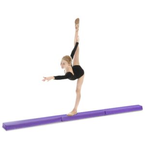 oteymart 9ft folding balance beam extra firm foam floor gymnastic beam anti-slip base equipment for home training, kids, adults