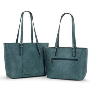 Montana West Tote Bag for Women Vegan Leather Purse and Handbags Set Embossed Collection Purse 2Pcs Set Turquoise MWC2-G052A-TQ