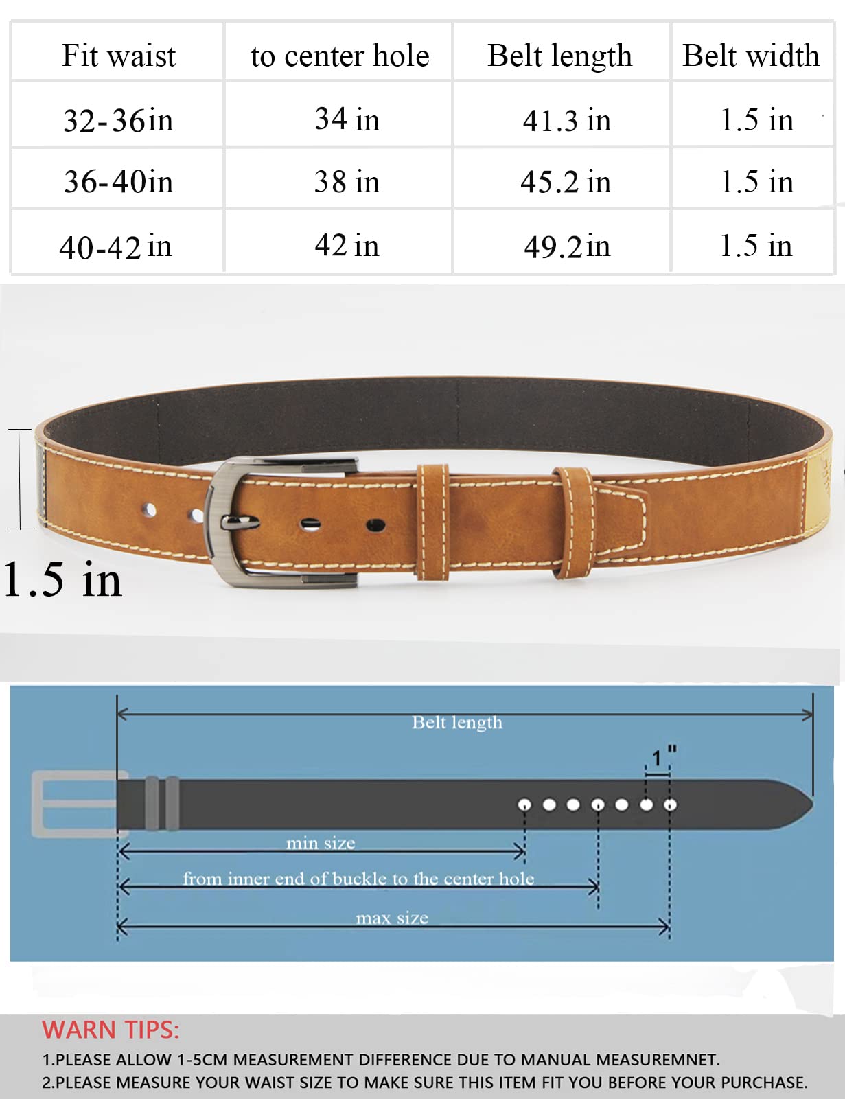 URAMAN Cowboy Embossed Leather Belts For Men With Buckle Western Country Belts for Jeans Pants Dresses Casual