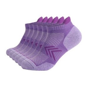 adilaidun 6/12 pairs women ankle socks athletic running low cut thick cushion padded compression socks 5-12 size (purple-6 pairs)