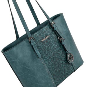 Montana West Tote Bag for Women Vegan Leather Purse and Handbags Set Embossed Collection Purse 2Pcs Set Turquoise MWC2-G052A-TQ