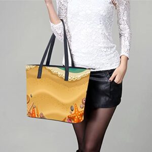 Womens Handbag Shells And Beach Leather Tote Bag Top Handle Satchel Bags For Lady