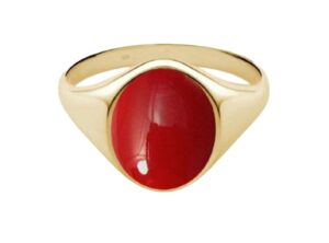 red coral/moonga gemstone ring in panchadhatu birthstone jewelry ring for men and women by jewelleryhub (12.00 carat)