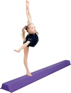 oteymart 6ft balance beam extra folding firm foam floor gymnastic beam anti-slip base equipment for home training, kids, adults