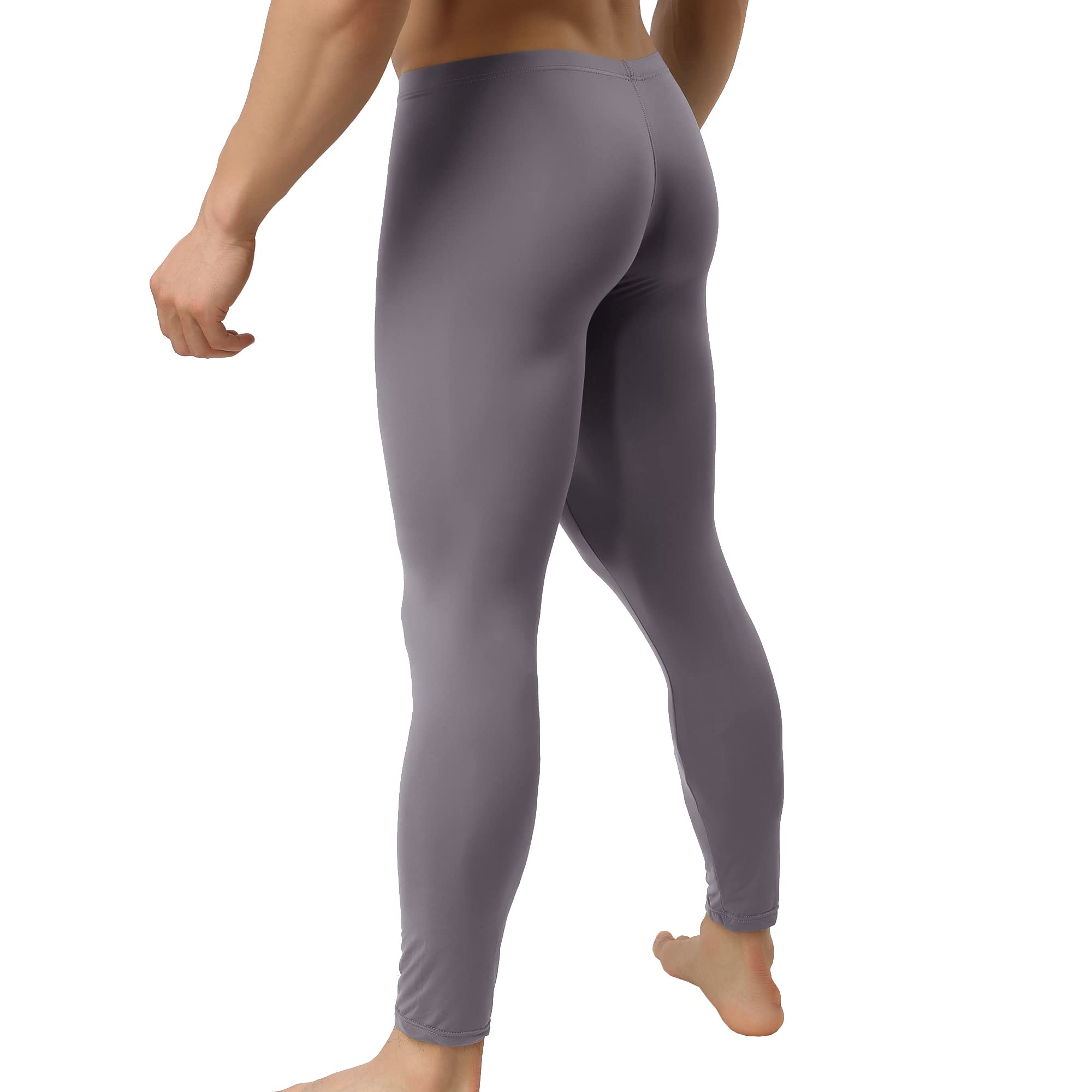 IYUNYI Mens Thin Ice Silk Compression Baselayer Thermal Long Johns Underwear Gray