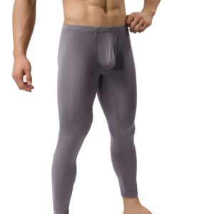 IYUNYI Mens Thin Ice Silk Compression Baselayer Thermal Long Johns Underwear Gray