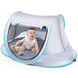 baby beach tent,large pop up beach tent sun shade for beach,portable baby travel tent with mosquito net,indoor baby play tent,upf 50+ uv protection sun shelters1