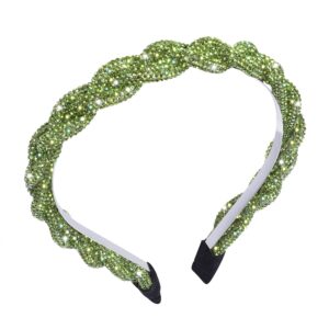 st.patrick’s day headband green rhinestone stripes twist hairband crystal irish green lucky party hair accessories for women