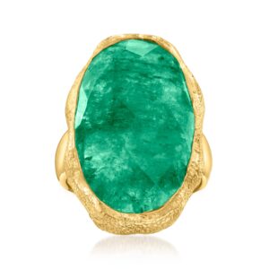 ross-simons 16.00 carat emerald ring in 18kt gold over sterling. size 9