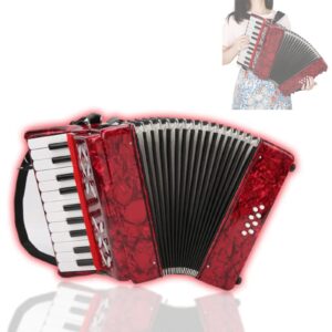 acordeones para adultos, acordeón 22 keys 8 bass accordion instrument with acordeon straps and sweet sound portable educational musical instrument, for music beginner lover