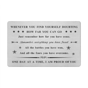 emideary sobriety wallet card gifts for women men, sober gift - proud of you aa recovery gift keepsake - sobriety anniversary christmas presents