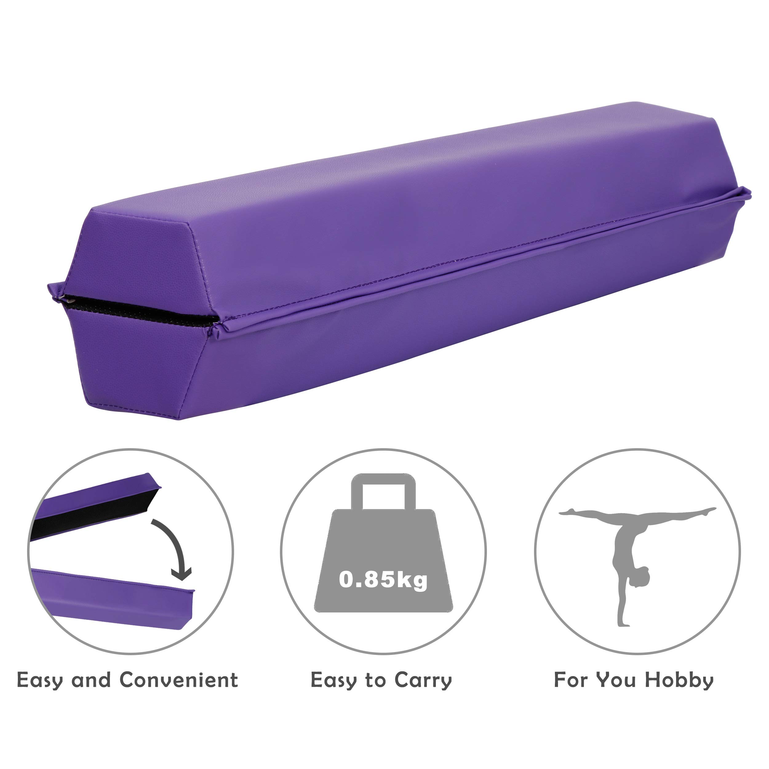 Oteymart 6FT Balance Beam Extra Folding Firm Foam Floor Gymnastic Beam Anti-Slip Base Equipment for Home Training, Kids, Adults