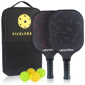 pickleball paddles set of 2 rackets with 4 balls and 1 pickleball bag pickle ball rackets for women & men with grip tape pickleball set racquet lightweight (honeycomb)