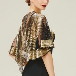 BABEYOND 1920s Vintage Shawl for Women - Sequin Beaded for Night Party Shawl Wraps Flapper Cover Up Evening Cape