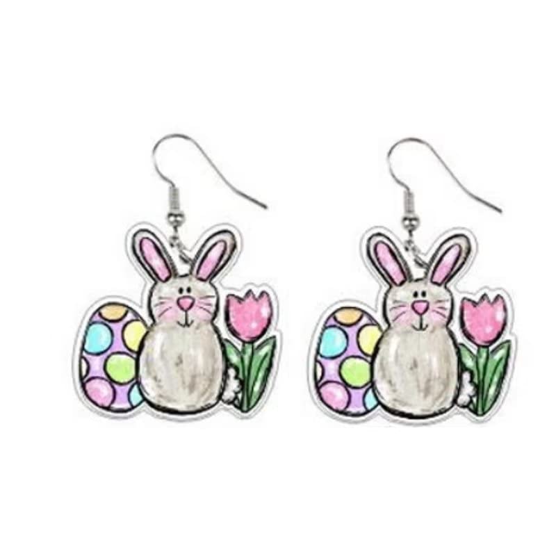 twinkle eye Easter Earrings Cartoon Cute Rabbit Easter Egg Carrot Truck Earrings Spring Holiday for Women Jewelry Birthday Gift